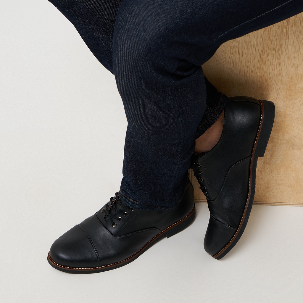 Jual ED Eight Dream Oxford Black | Sepatu Pantofel Hitam Kulit Pria ...