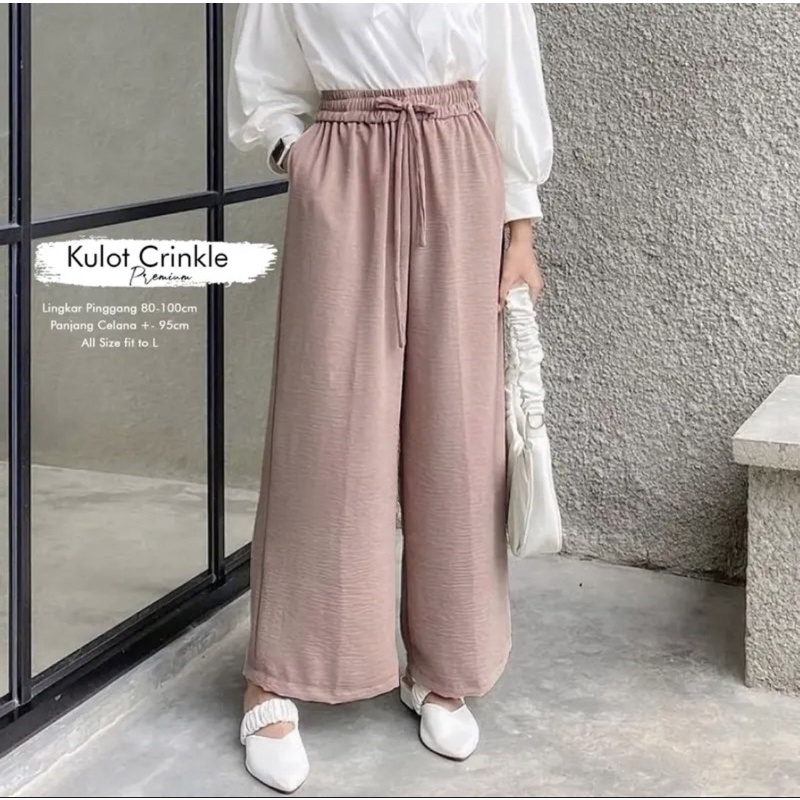 Jual Kulot Celana High Waist Viral AirFlow Crincle Crinkle | Shopee ...