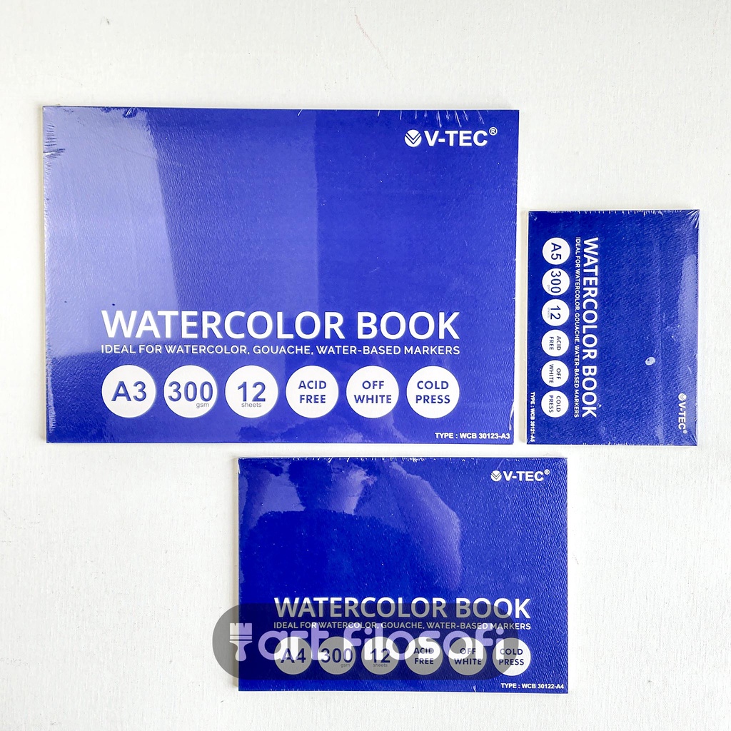 Jual V-TEC Watercolor Book Pad 300GSM | Buku Cat Air | Shopee Indonesia