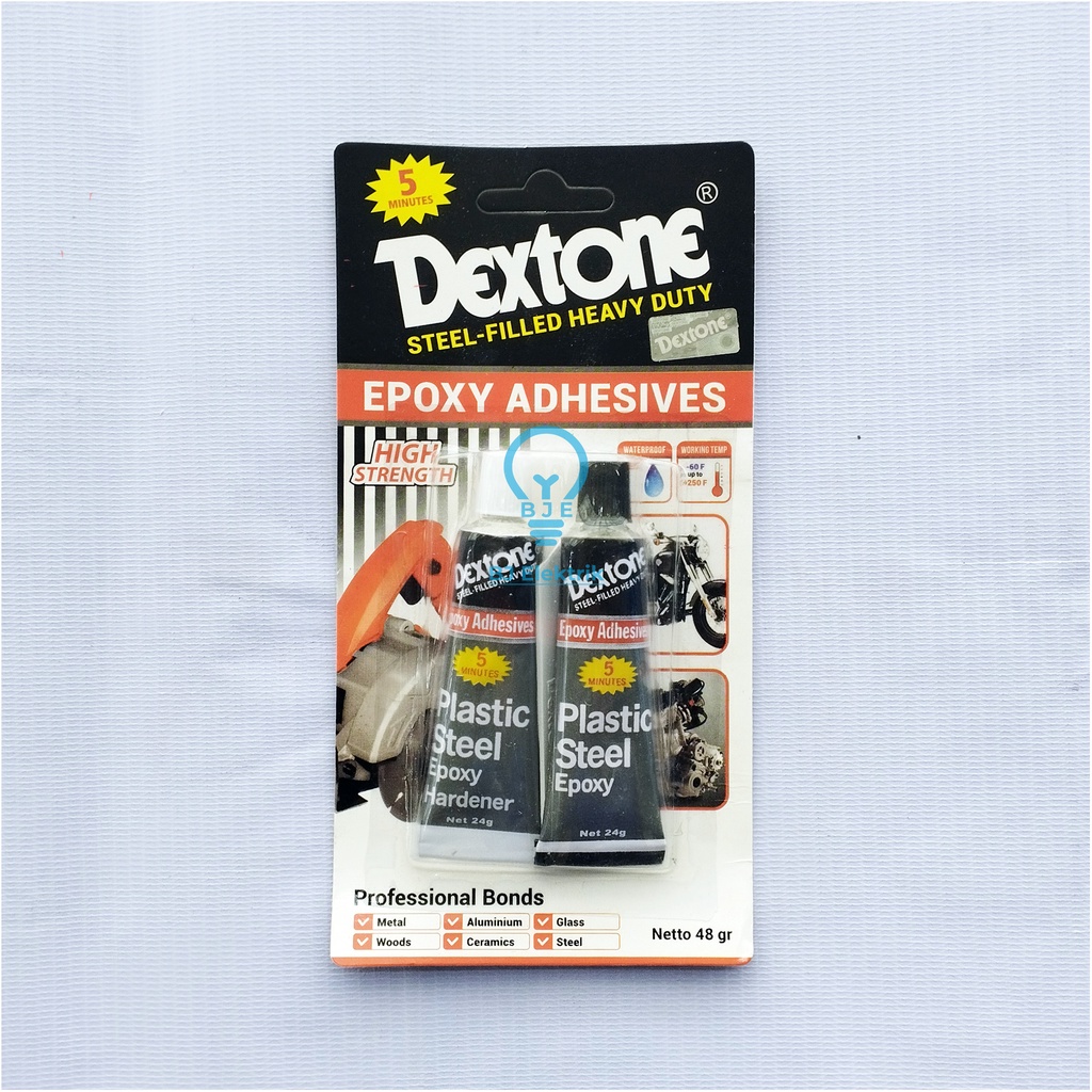 Jual Lem Dextone Plastic Steel 5 Menit 48 Gram Lem Besi Kaca Plastik ...