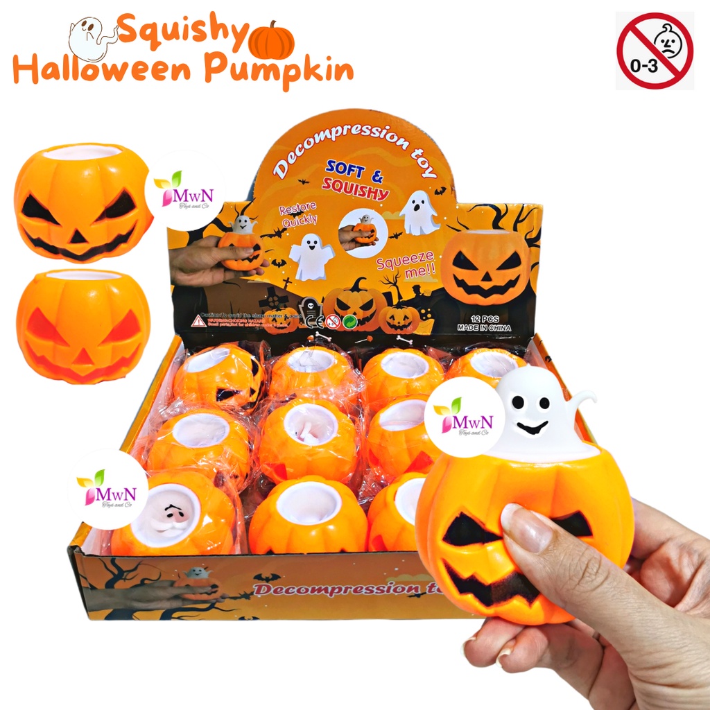 Jual MWN Mainan Squishy Labu ada Hantu / Squishy Pumpkin Anti stress ...