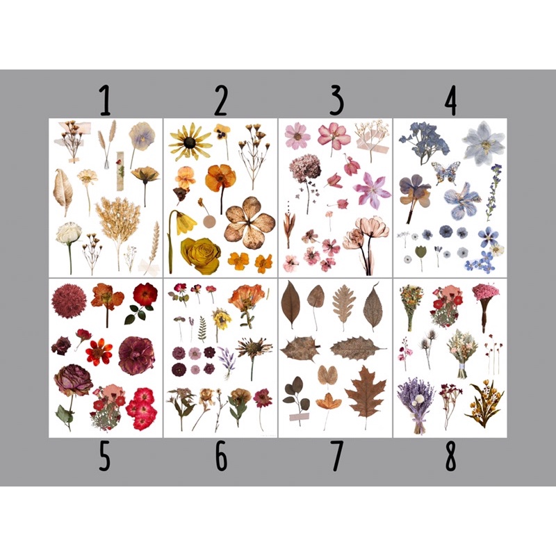 Jual [GSB OFFICIAL] 8 Motif Sticker Bunga Transparent untuk Journal dan ...