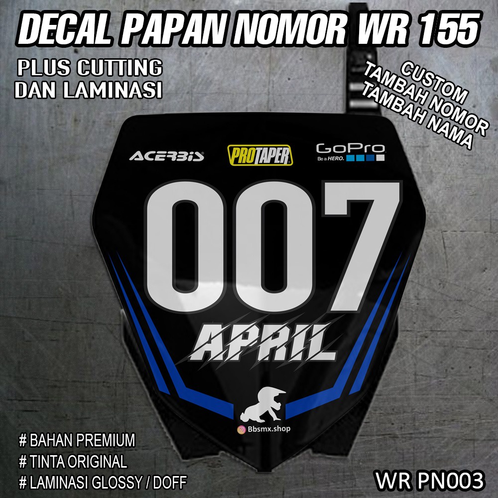 Jual DECAL PAPAN NOMOR WR 155 /GLOSY/PREMIUM/CUSTOM Sticker minimalis ...
