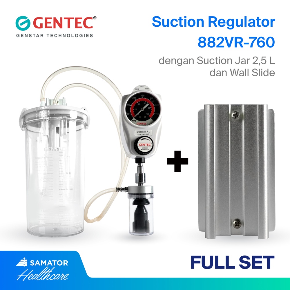 Jual Gentec Suction Regulator 882VR-760 + Suction Jar 2,5L + Wall Slide | Shopee Indonesia
