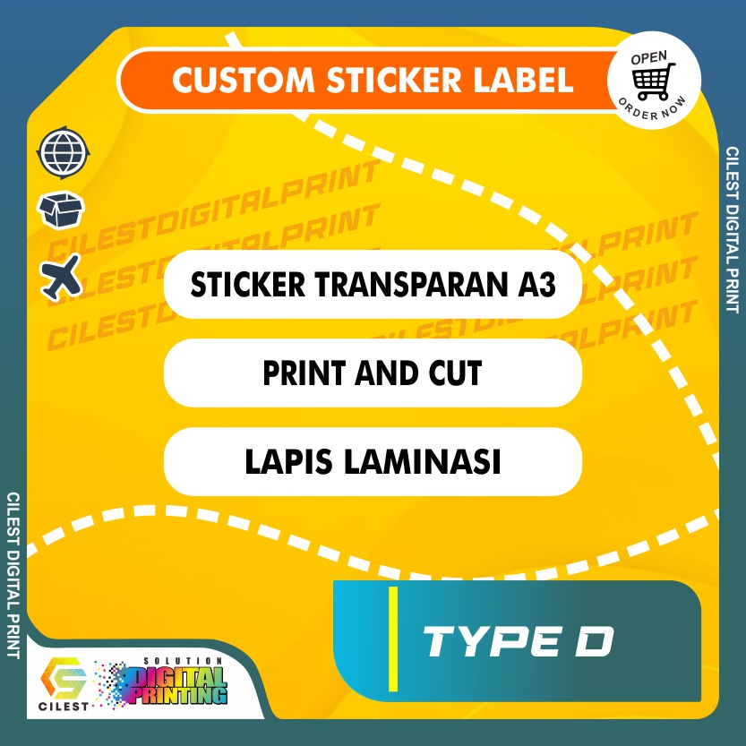 Jual COSTUM STICKER LABEL VINNIL TRANSPARAN A3 PRINT AND CUT | Shopee ...