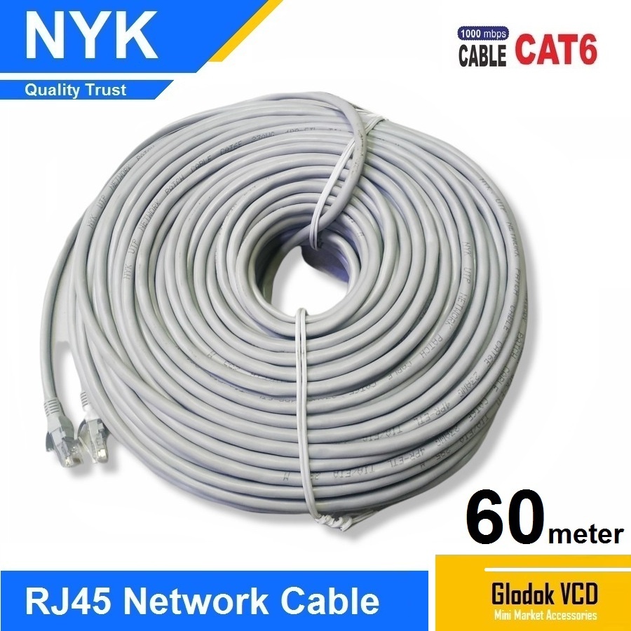 Jual NYK Kabel Lan UTP RJ45 Cat6E 60M Internet / Ethernet Cable 60 ...