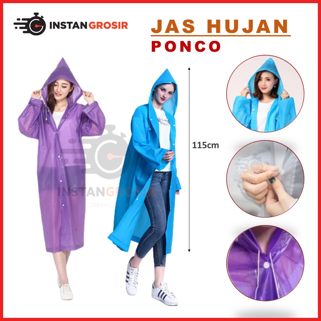 Jual Jas Hujan Ponco Tebal dewasa Colorful Emergency jas ujan tebel ...