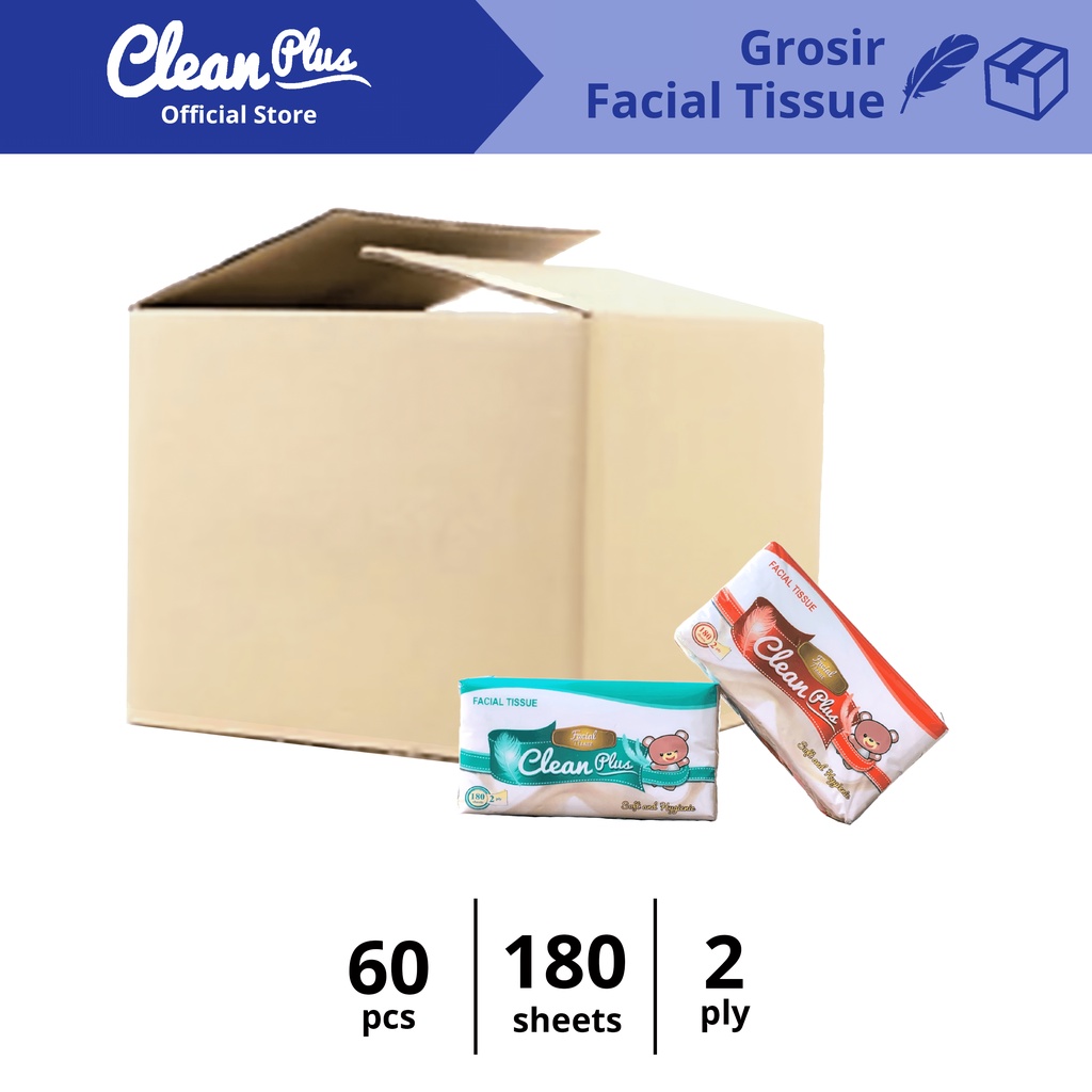 Jual Grosir Clean Plus Softpack Tissue 180 Sheets Beruang (DUS ...