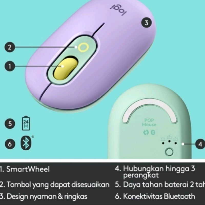 Jual Mouse Logitech POP with Emoji Keys Wireless Bluetooth Silent ...