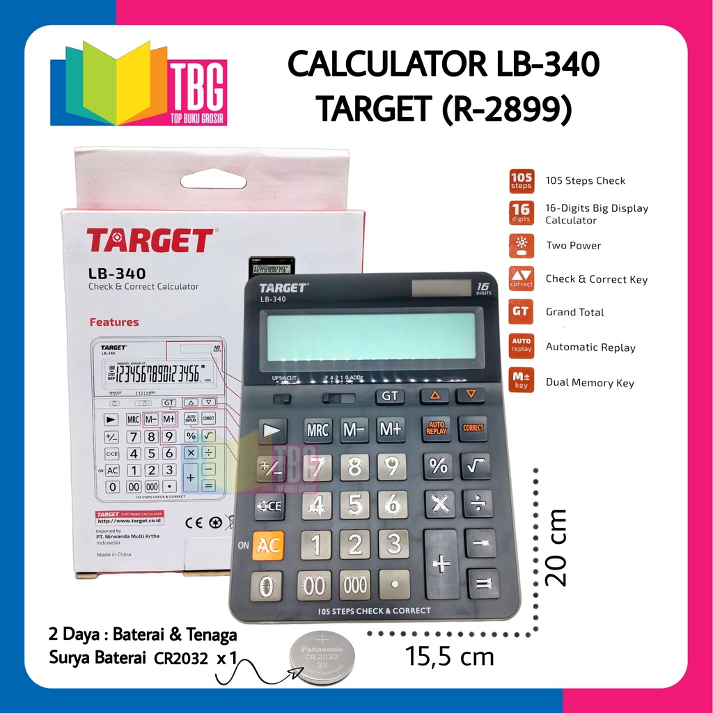 Jual CALCULATOR LB340 TARGET / KALKULATOR 16 ANGKA / ALAT HITUNG ...