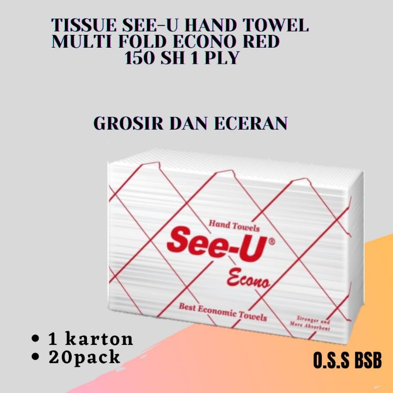 Jual Tissue SEE-U Hand Towel Multifold Econo Red Tisu 150 sheet Grosir ...