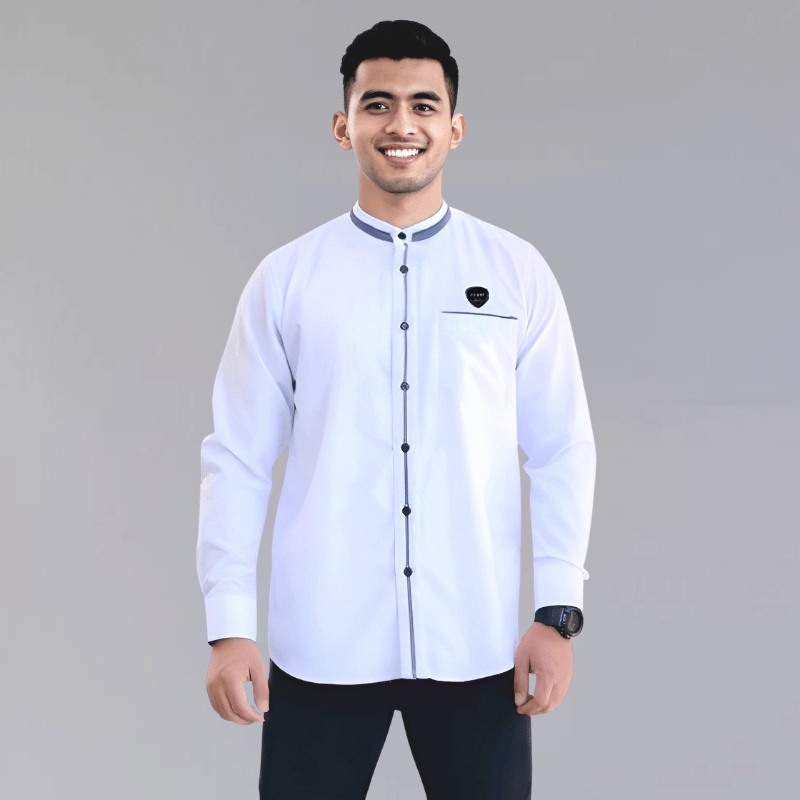 Jual Baju Koko Putih Lengan Panjang Kemko Hadroh Kemeja Koko Dewasa ...