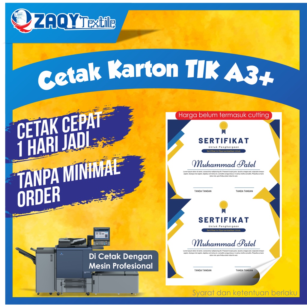 Jual Cetak Karton Tik a3+ (32x48CM) | Print Poster | Print Piagam ...