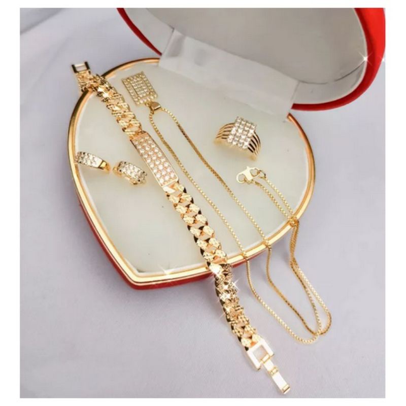 Jual 1 SET PERHIASAN DEWASA MODEL TERBARU FULL PERMATA TITANIUM GOLD ...