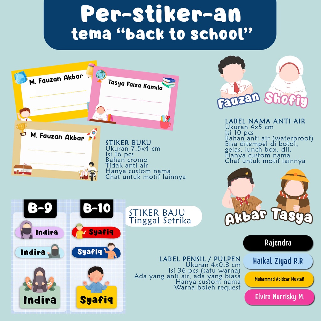 Jual STICKER LABEL NAMA CUSTOM NAMA TEMA SEKOLAH BACK TO SCHOOL ...