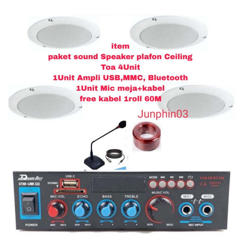 Jual paket sound kantor Ruko sekolah Speaker plafon Ceiling 4titik ...