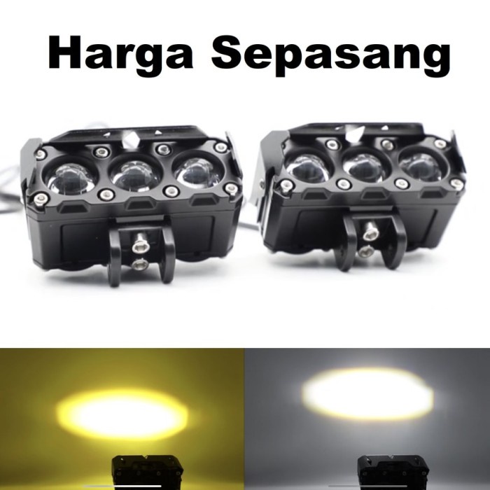 Jual Lampu Mini Projector Led 2 Warna Led Driving Dual Lens 3 Mata Sql ...
