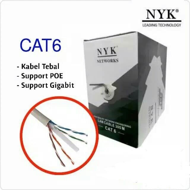 Jual CABLE lan roll cat 6 nyk / internet jaringan cat 6 roll 305M | Shopee Indonesia