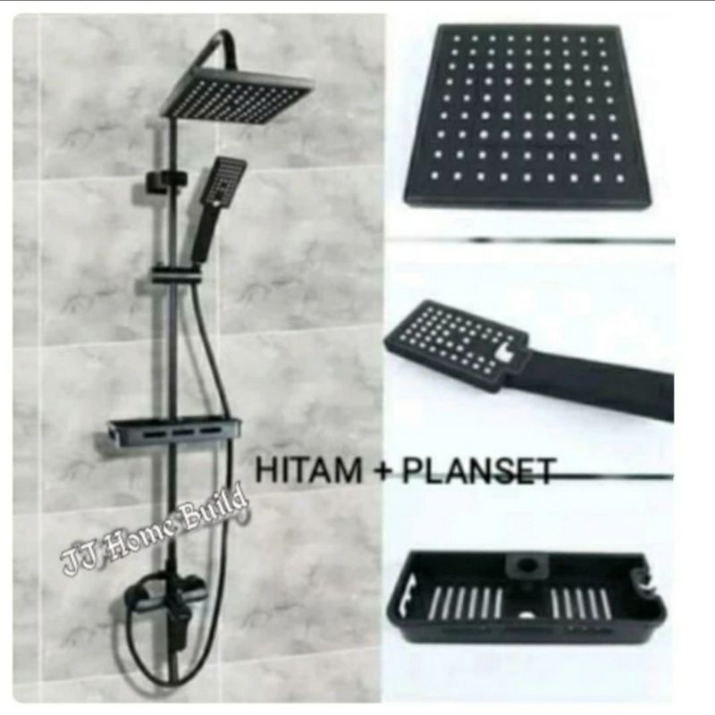 Jual shower Tiang/Kran Mixer/ Panas Dingin/Shower Set SUS 304 Black ...