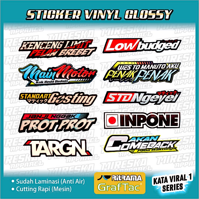 Jual TERLARIS!!! STICKER KATA-KATA VIRAL SERIES 1 GLOSSY | STIKER HELM MOTOR CUTTING VIRAL ...