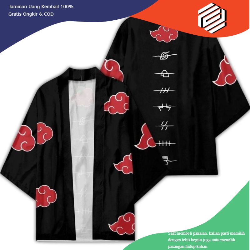 Jual baju jubah kimono anime naruto AKATSUKI cosplay anime kimono ...
