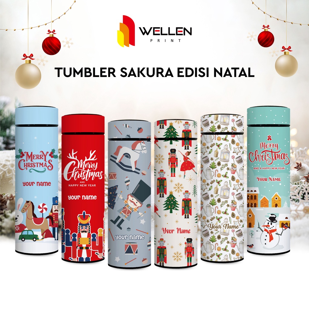 Jual Wellen Print- Cetak Tumbler Sakura Edisi Natal / Print Custom Nama ...