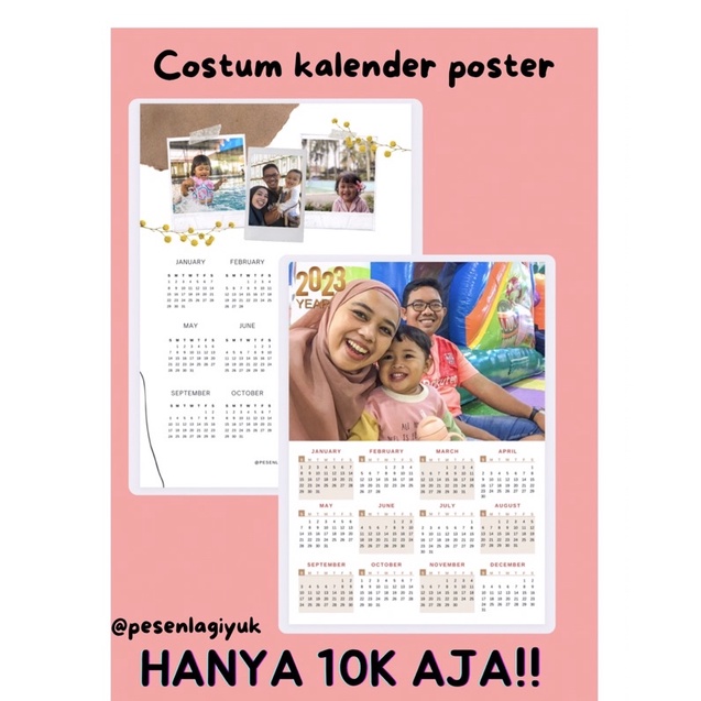 Jual Kalender Costum Foto Font Aesthetic bisa Request tanggal Ultah ...