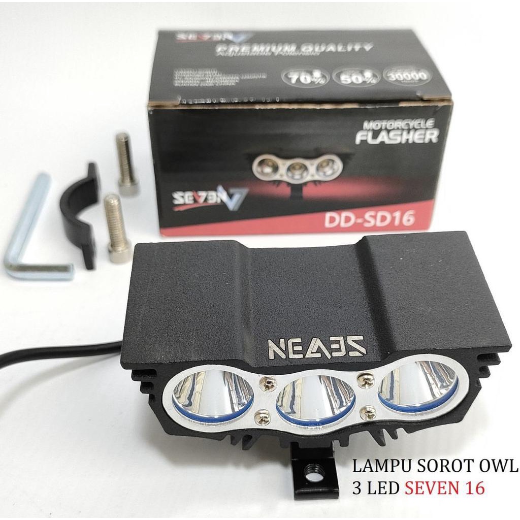 Jual Lampu sorot OWL 3 mata SEVEN hitam SD16 | Shopee Indonesia