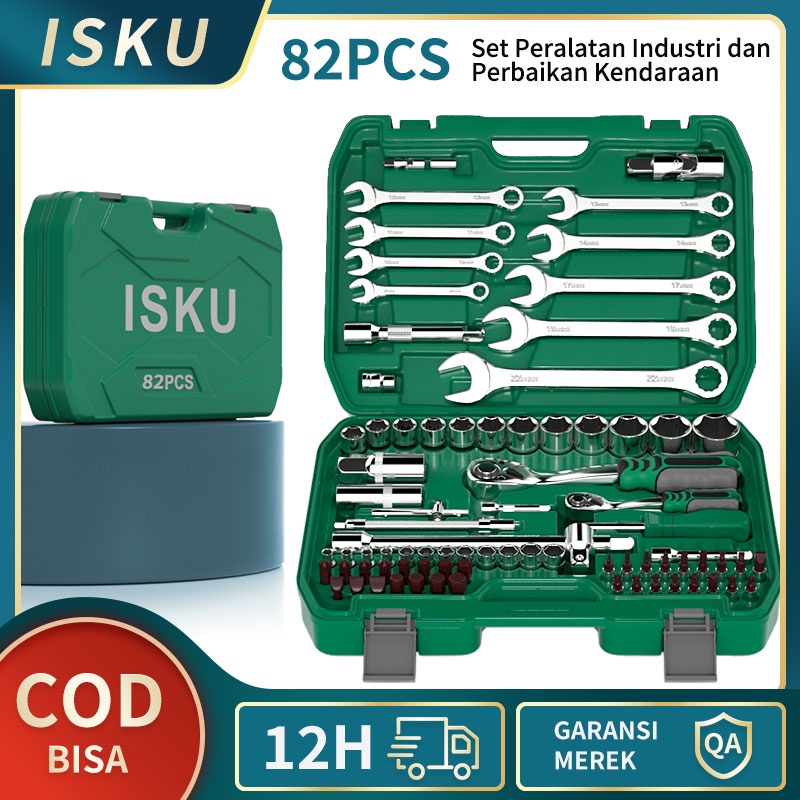 Jual ISKU Kunci Shock Set 37/82pcs Tool Kit Kunci ring pas set Dan Mata Shock Set lengkap Alat ...