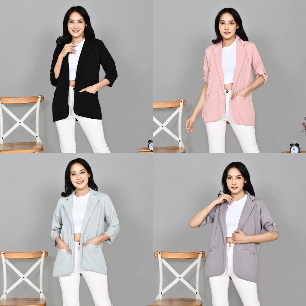 Jual Blazer Wanita Korea Panjang / Blezer Long Crop Casual / Jas Outer ...