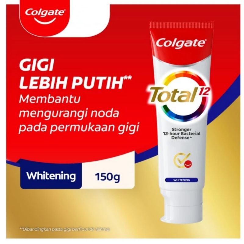 Jual Colgate Pasta Gigi Total Whitening 150gr Gigi Putih 150 gram ...