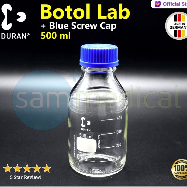 Jual Schott Duran Botol Lab Lab Bottle + Screw cap Biru 500 ml | Shopee ...