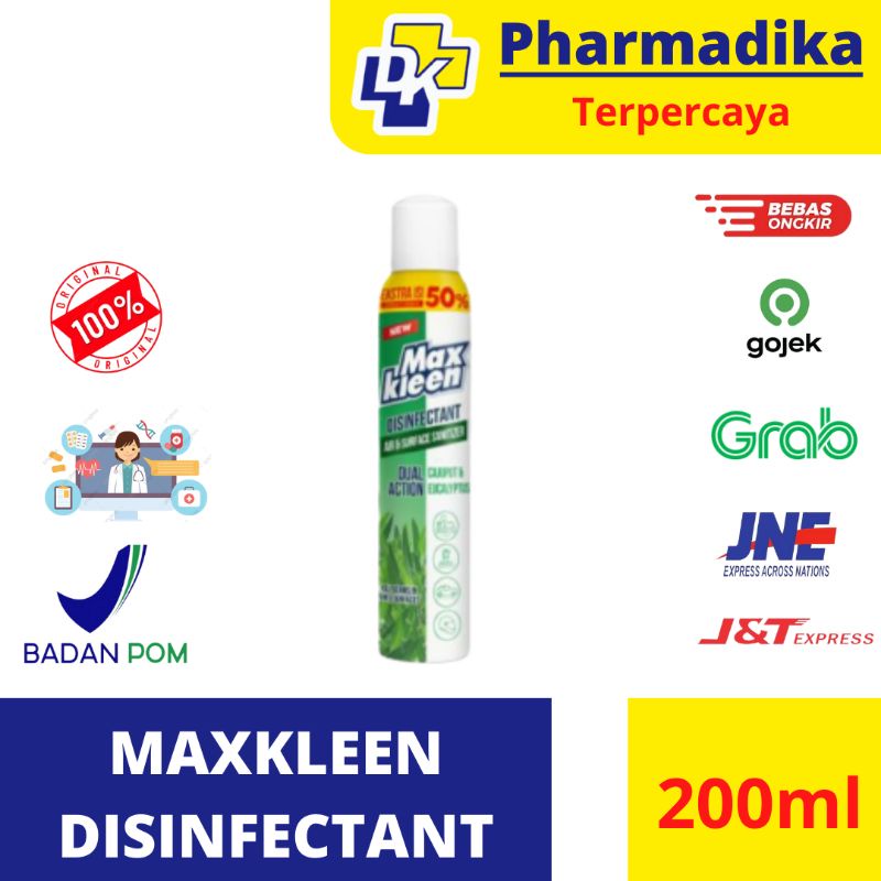 Jual MAX KLEEN DISINFECTAN AIR & SURFACE SANITIZER 200 + 100 ML ...
