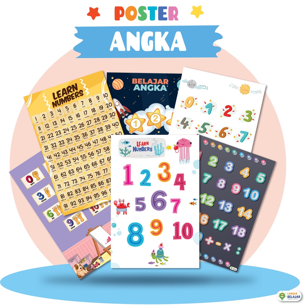 Jual Lembar Belajar Poster Edukasi Belajar Anak Mengenal Angka Lengkap ...