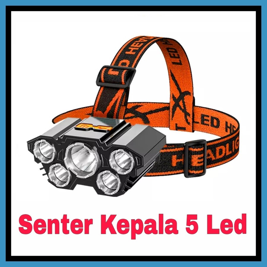 Jual NA - SENTER KEPALA CAMPING 5 LED 50W + 10W HEADLAMP USB CHARGEABLE ...