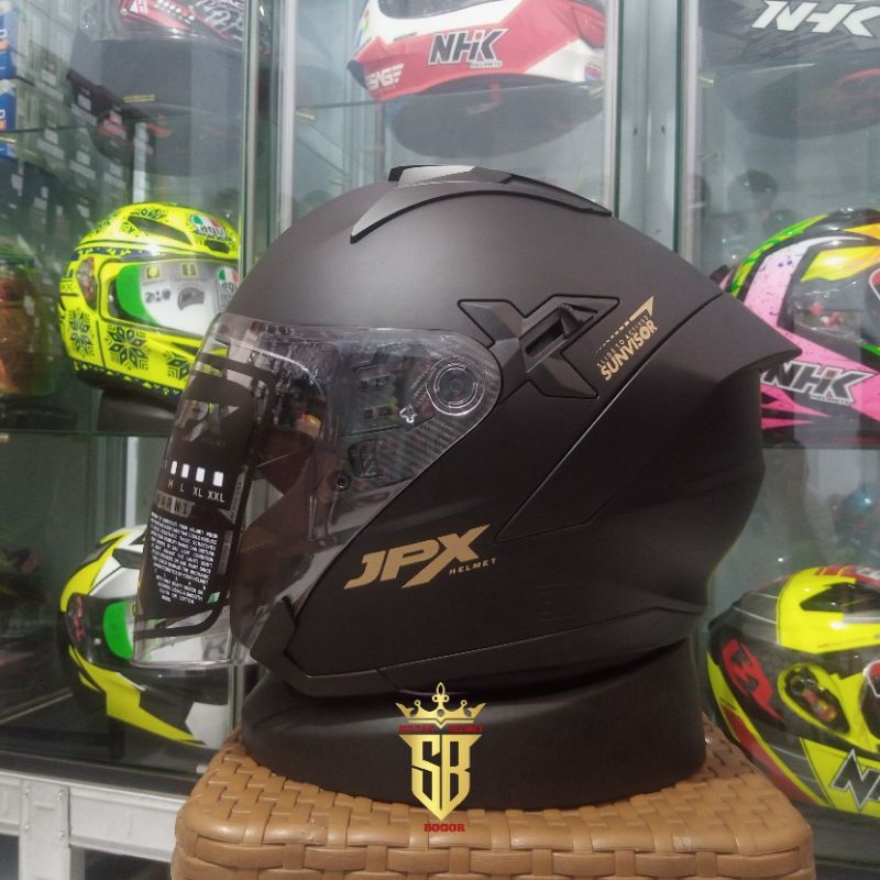 Jual HELM JPX NOVA X SOLID/POLOS BLACK DOFF HALF FACE DOUBLE VISOR ...