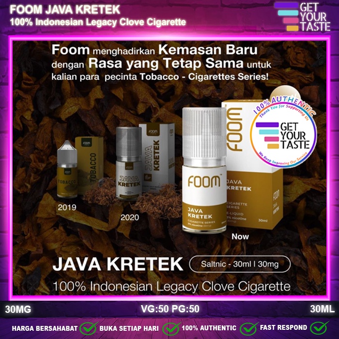 Jual Liquid Foom Java Kretek Salt Nic Cigarette Series by Foom Lab ...