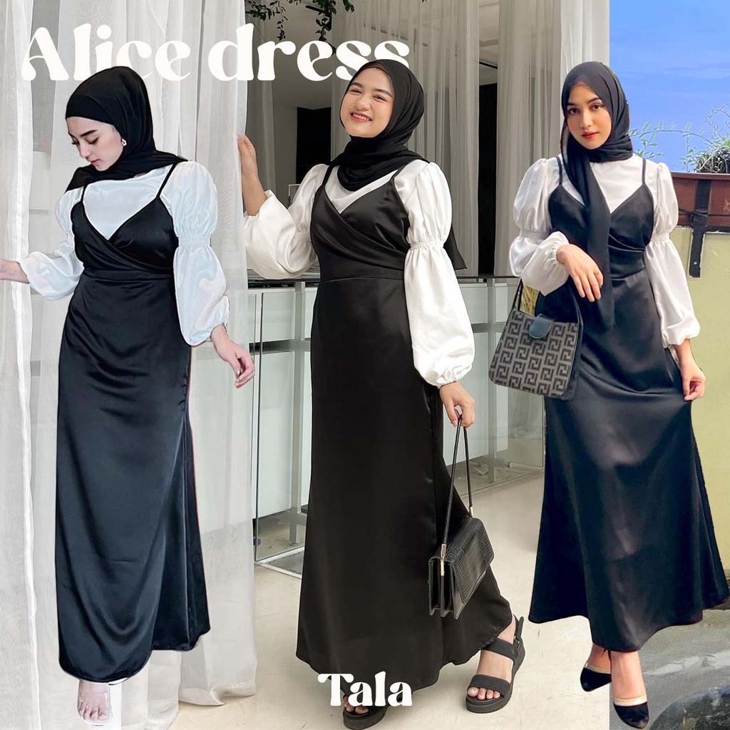 Jual ALICE DRESS - OVERALL SATIN BAJU MUSLIM SETELAN JUMPSUIT GAMIS ...