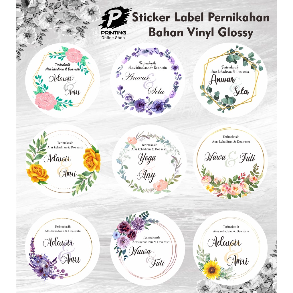 Jual Stiker Pernikahan Bulat Custom/Stiker Wedding Bulat / Stiker ...