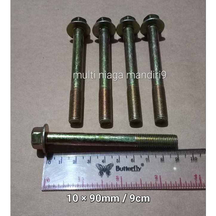 Jual ( satuan ) baut 14 topi / flange bolt 10 × 90mm bahan baja kuning ...