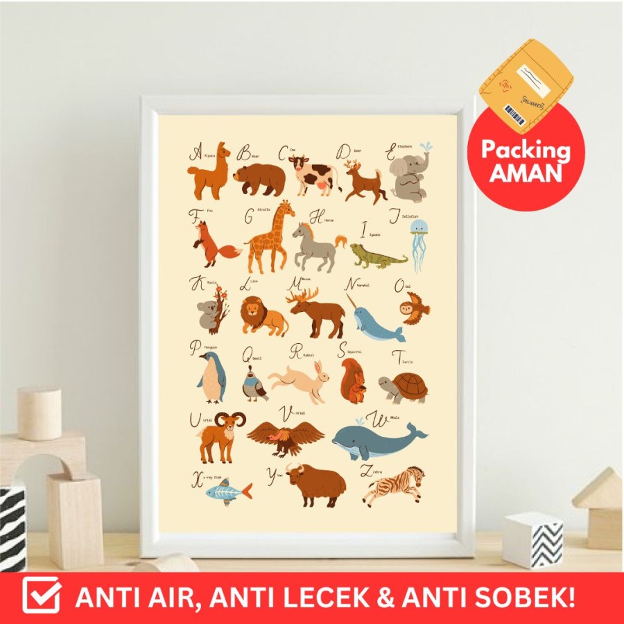 Jual Poster Edukasi Belajar Anak Alfabet Alphabet Hewan Scandinavian ...