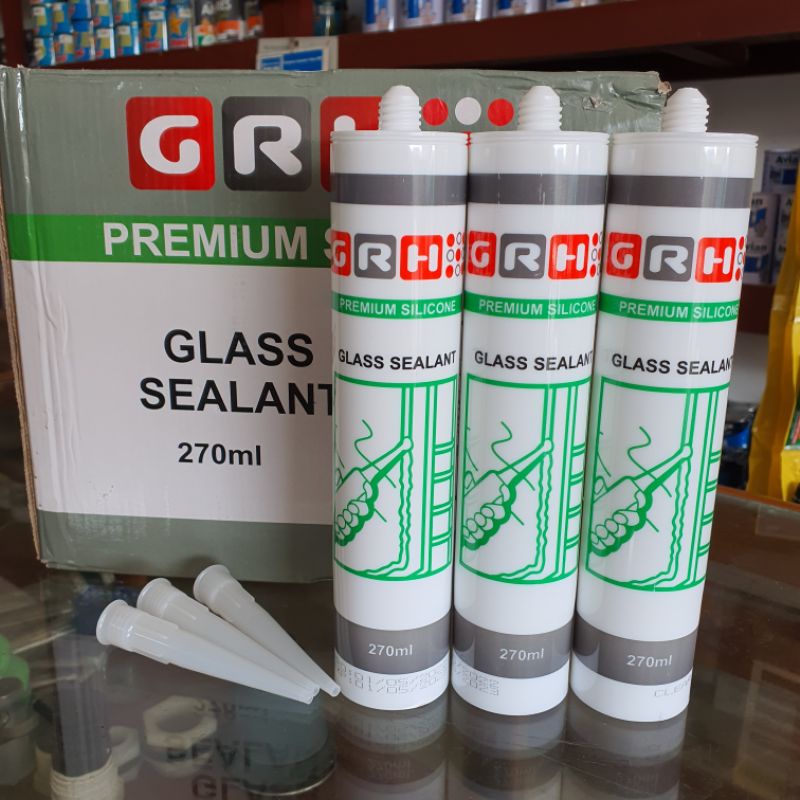 Jual Lem Kaca Sealant Silikon Silicone Tabung Botol GRH Clear Putih Hitam | Shopee Indonesia