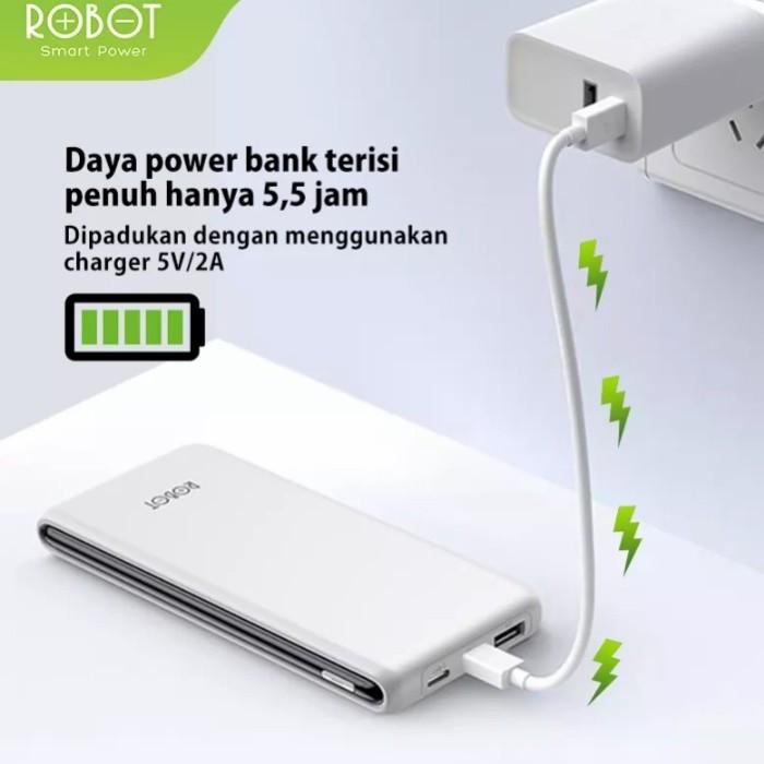Jual Power Bank Robot RT180 10000 mAh Dual input port Micro USB & Type ...