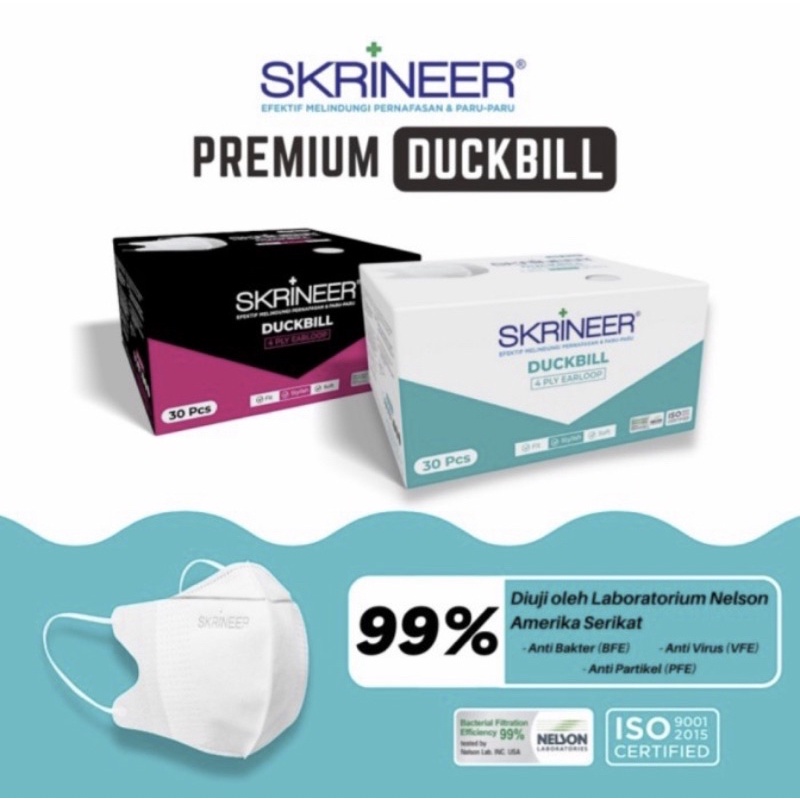 Jual Masker Skrineer Premium Duckbill 4ply isi 30 pcs | Shopee Indonesia