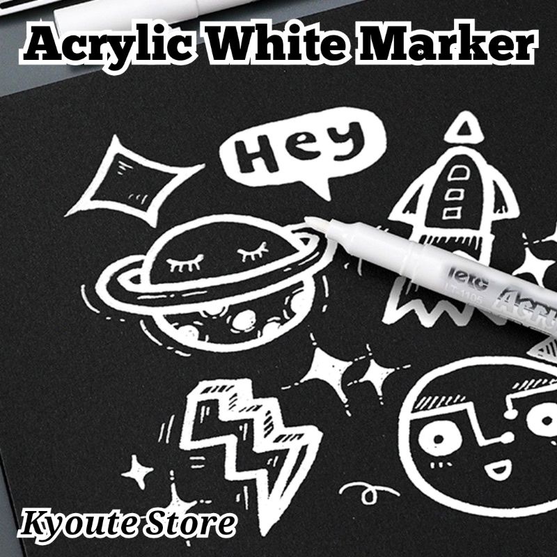 Jual White Acrylic Marker Pen 3 mm Leto Spidol Putih Kertas Hitam ...