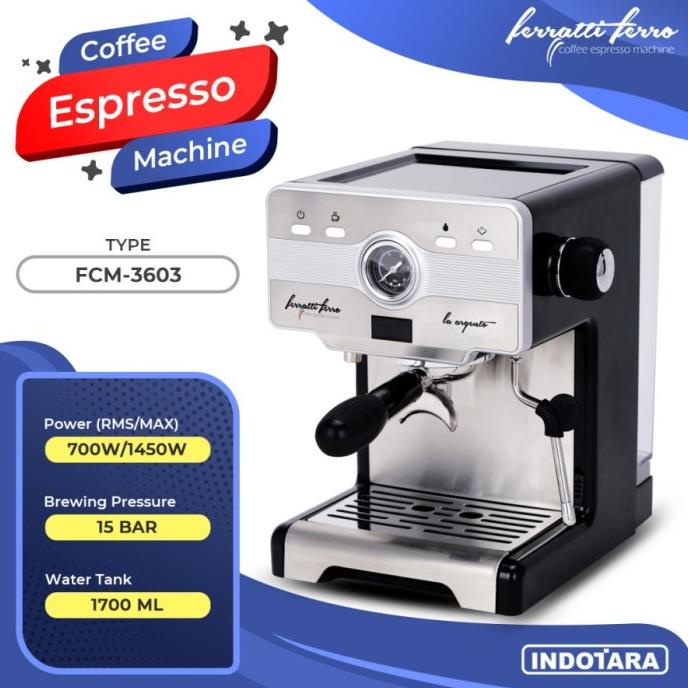 Jual Mesin Kopi Espresso - Ferratti Ferro LA ARGENTO FCM-3603 | Shopee ...