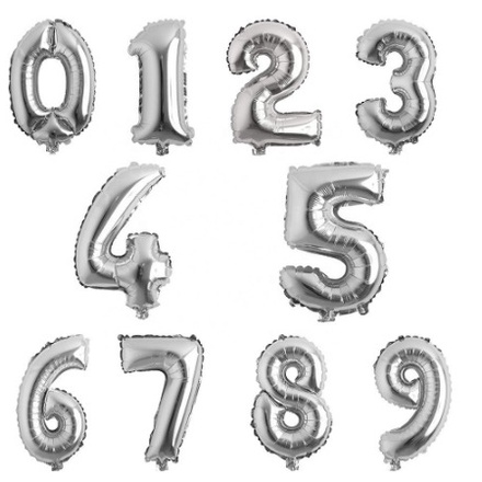 Jual Balon Angka Foil Silver Jumbo besar 80cm Balloon Birthday Party ...
