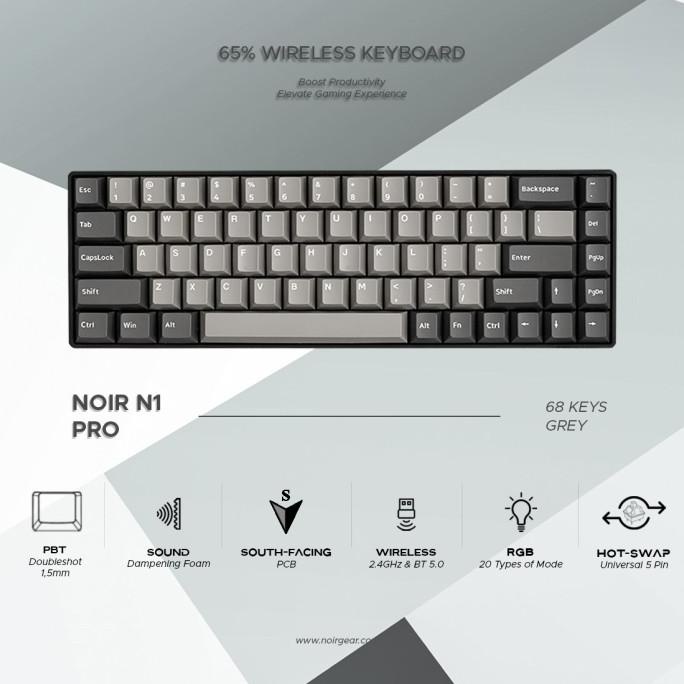 Jual NOIR N1 Pro Grey - 65% Wireless Mechanical Keyboard | Shopee Indonesia