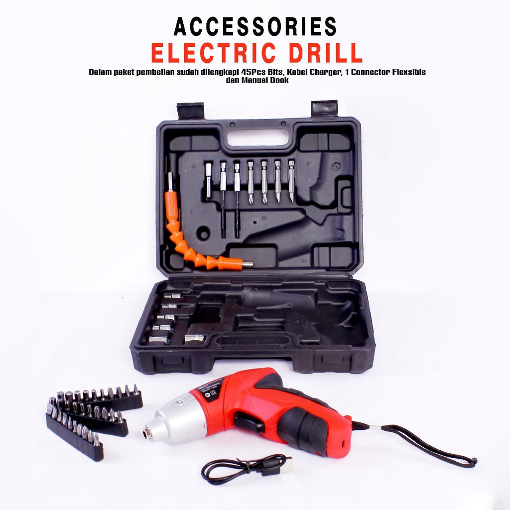 Jual BOR OBENG LISTRIK CORDLESS MULTIFUNGSI 4.2V MESIN BOR OBENG ...