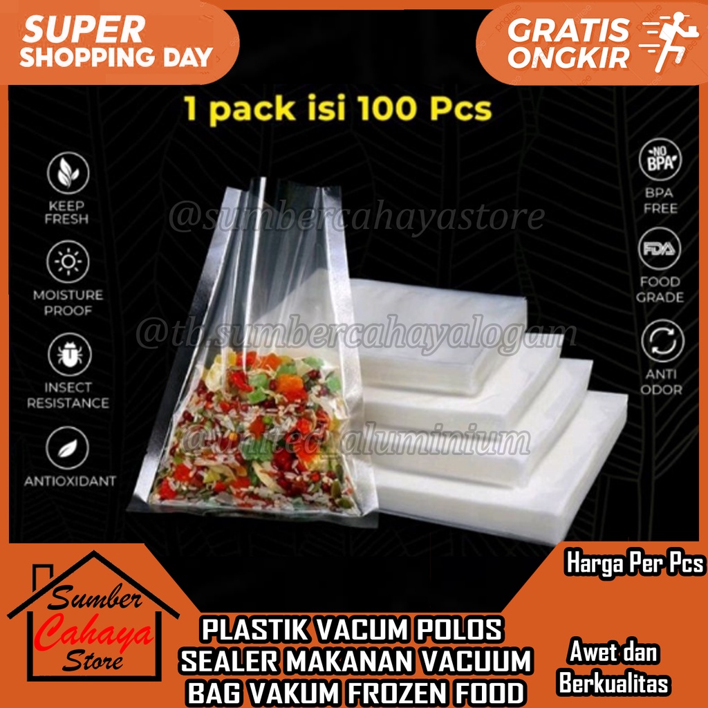 Jual PLASTIK VACUUM BAG POLOS VACUM VAKUM SEALER MAKANAN PER 1 LEMBAR ...